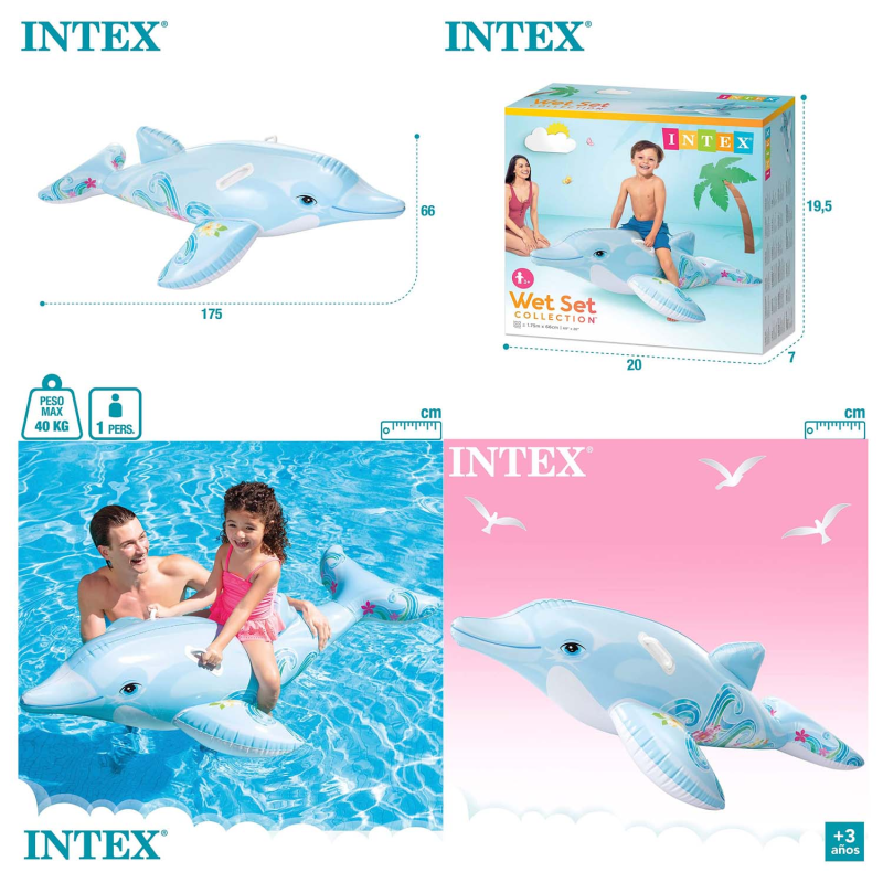 Intex 58535NP - Schwimmtier Delfin - Aufblastier Reittier Delphin, 9,99