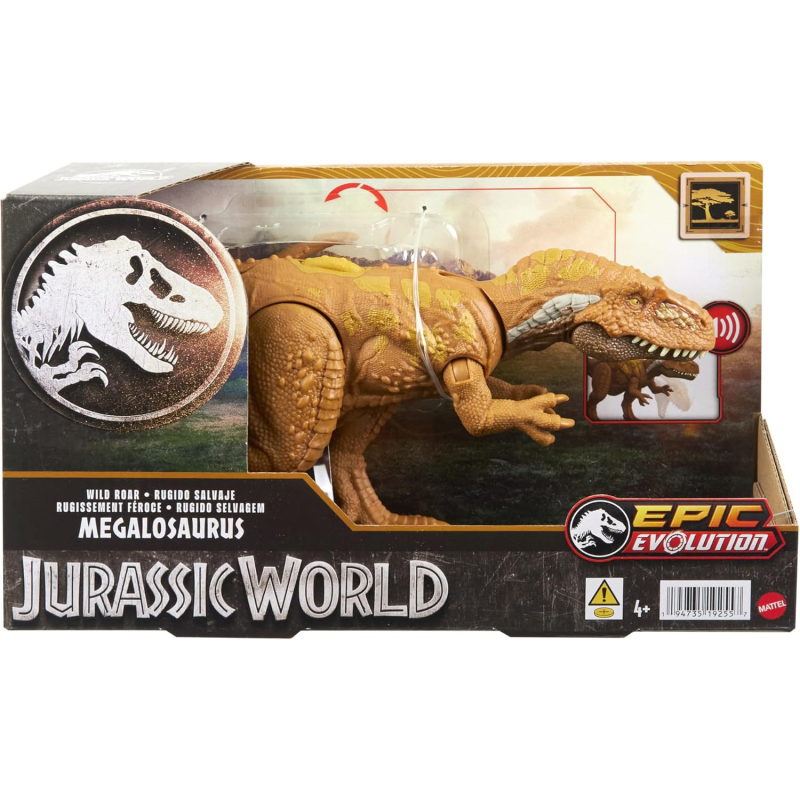 Mattel HLP14; HTK73 - Jurassic World Wild Roar - Megalosaurus, 18,88